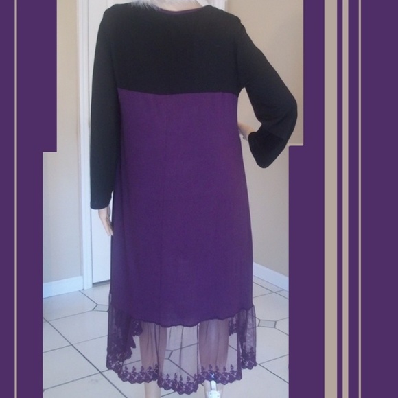 Celeste | Dresses | Deep Purple Lace Hem Lightweight Jersey Shift ...